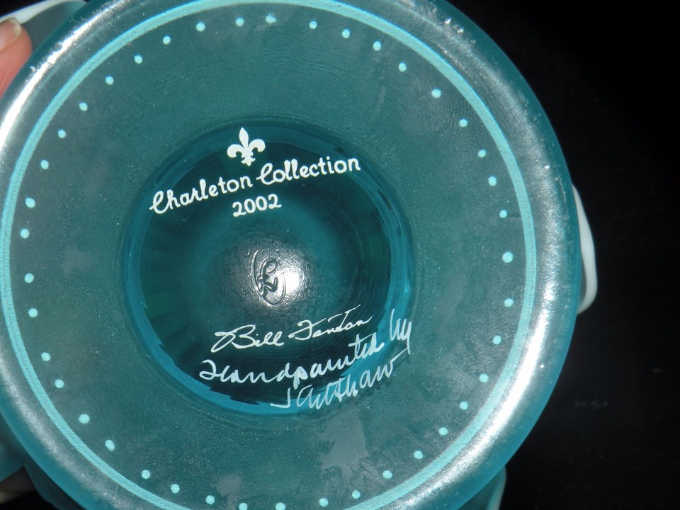 FENTON CHARLETON BLUE TOPAZ SATIN ART GLASS BASKET 2002 Bill Fenton | eBay