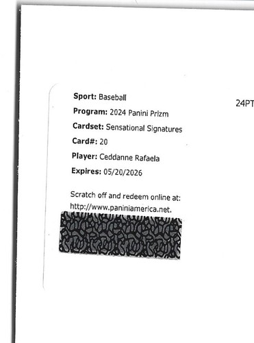 24 Panini Prizm Sensational Signatures Redemption Ceddanne Rafaela Rc ...