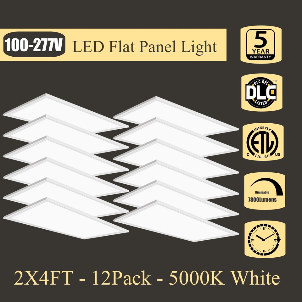 2x4 LED Flat Panel Light 75W Dimmable 2x4 Drop Ceiling Commercial ...