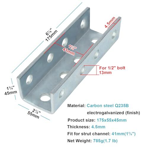 2 PCS U Shaped Splice Fittings Strut Connector Bracket External Channel ...