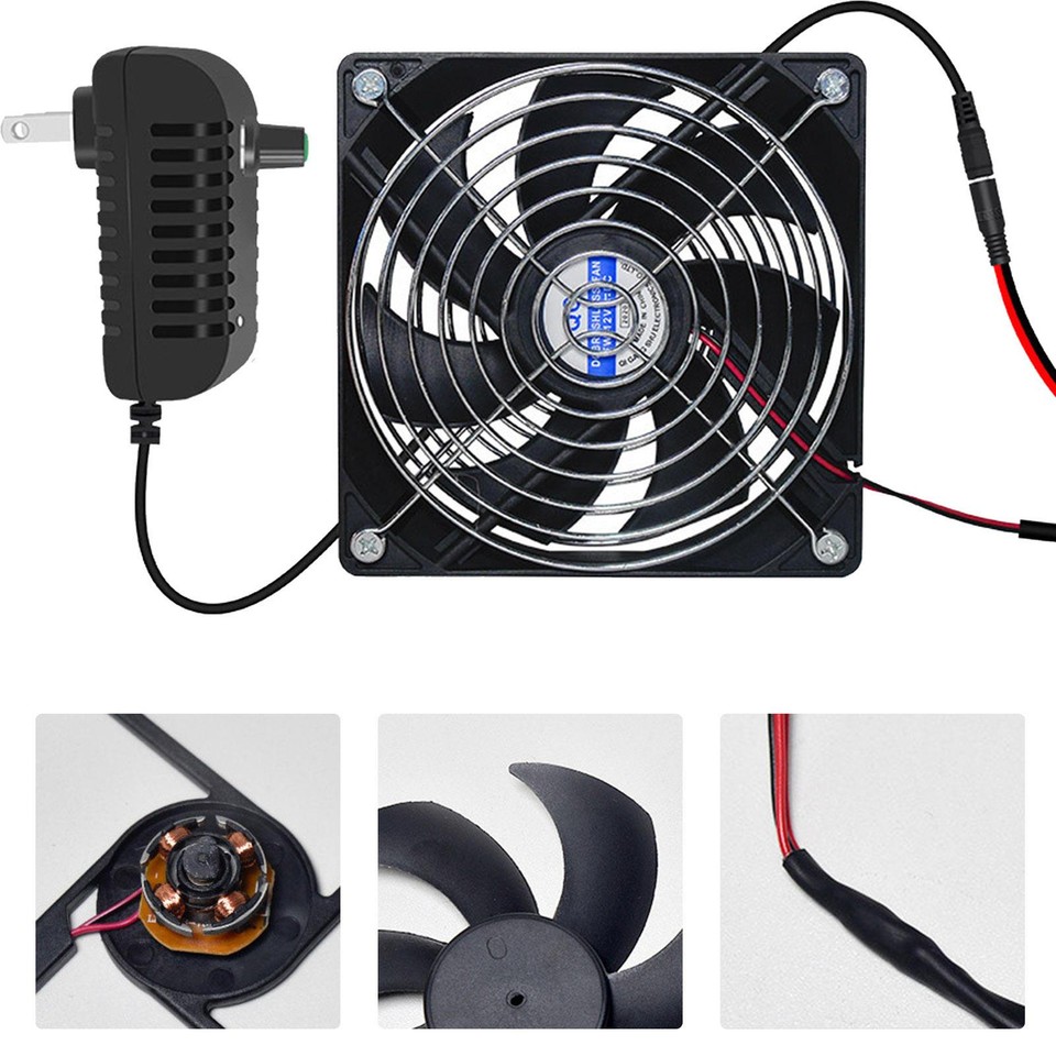Mini 12V DC Radiator Fan Vent Cooling Fan With Mesh Guard For Pet Dog ...