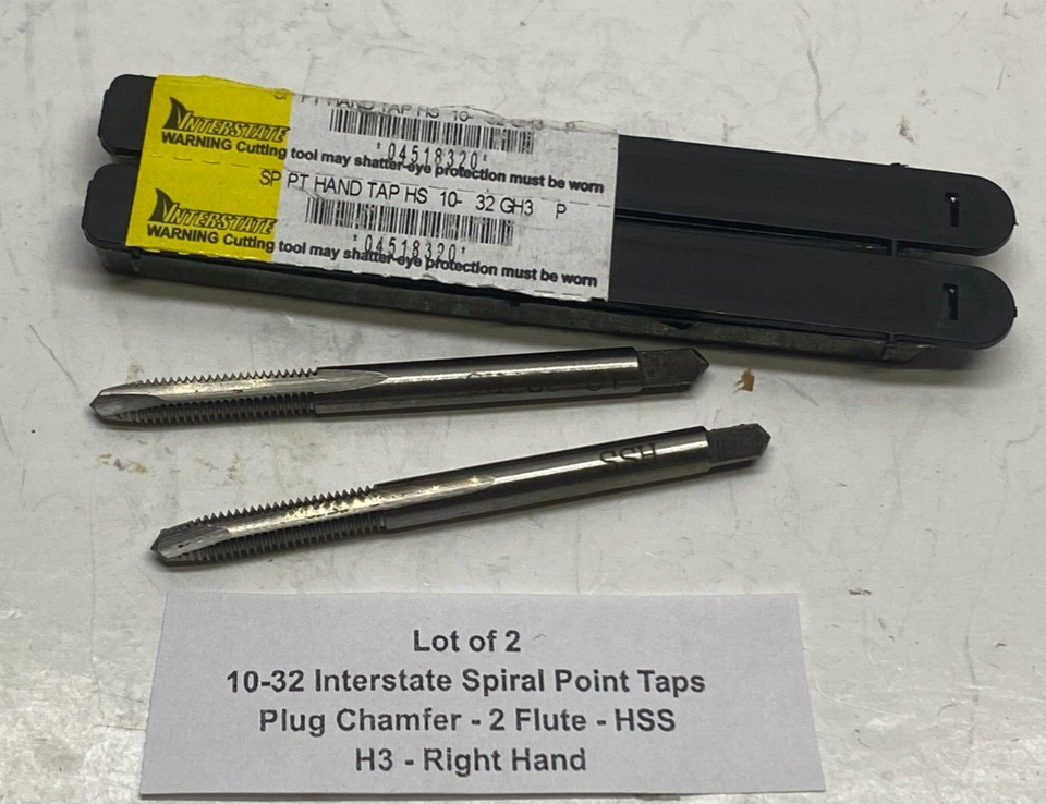 (Qty 2) 10-32 Spiral Point Taps - Plug - 2 Flute - HSS - H3 - RH ...