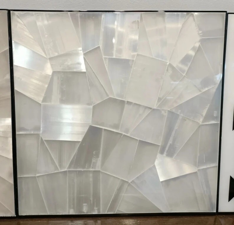 42" Selenite Stone Crystal Wall Art Counter Table Selenite Table Top ...