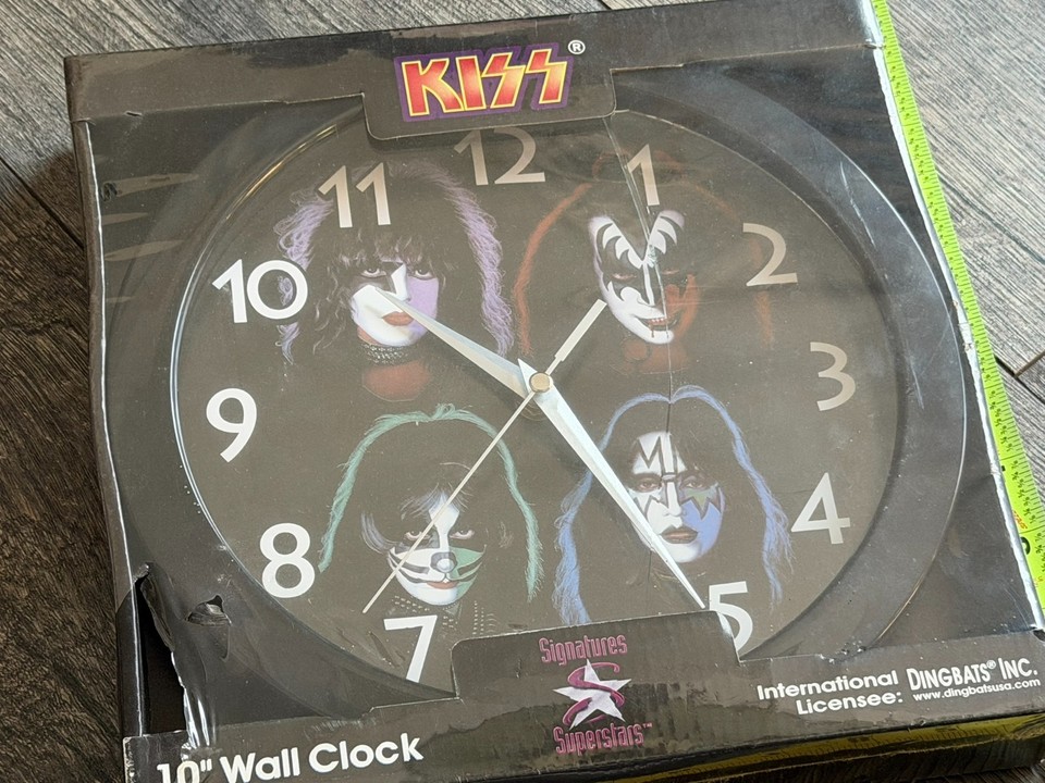 KISS Clock Solo Album Faces 10" Sealed 1999 SCRATCH & DENT Vintage Kiss ...