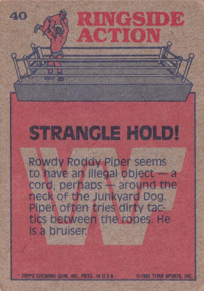 1985 Topps WWF Pro Wrestling Stars #40 Strangle Hold! | eBay