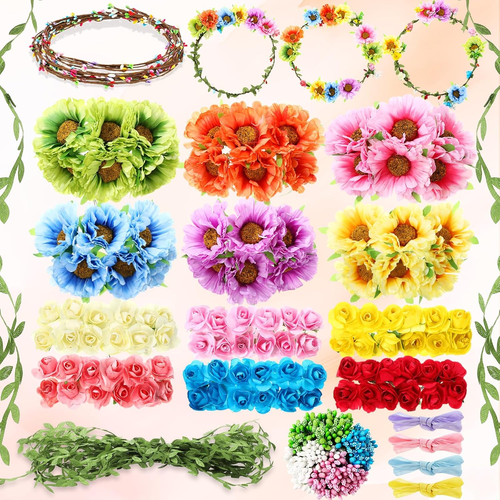 30 Sets Flower Crowns Making Kit, Make Your Own Flower Crown Wreath ...