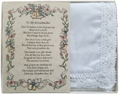 Grandma Hankie Handkerchief Wedding Poem Gift Keepsake Bride ...