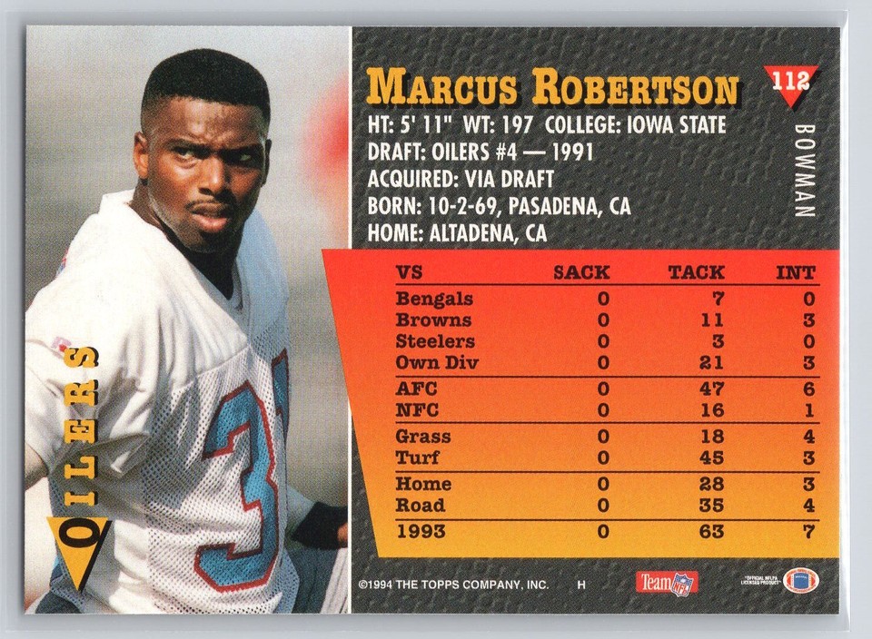 1994 Bowman #112 Marcus Robertson - Oilers | eBay