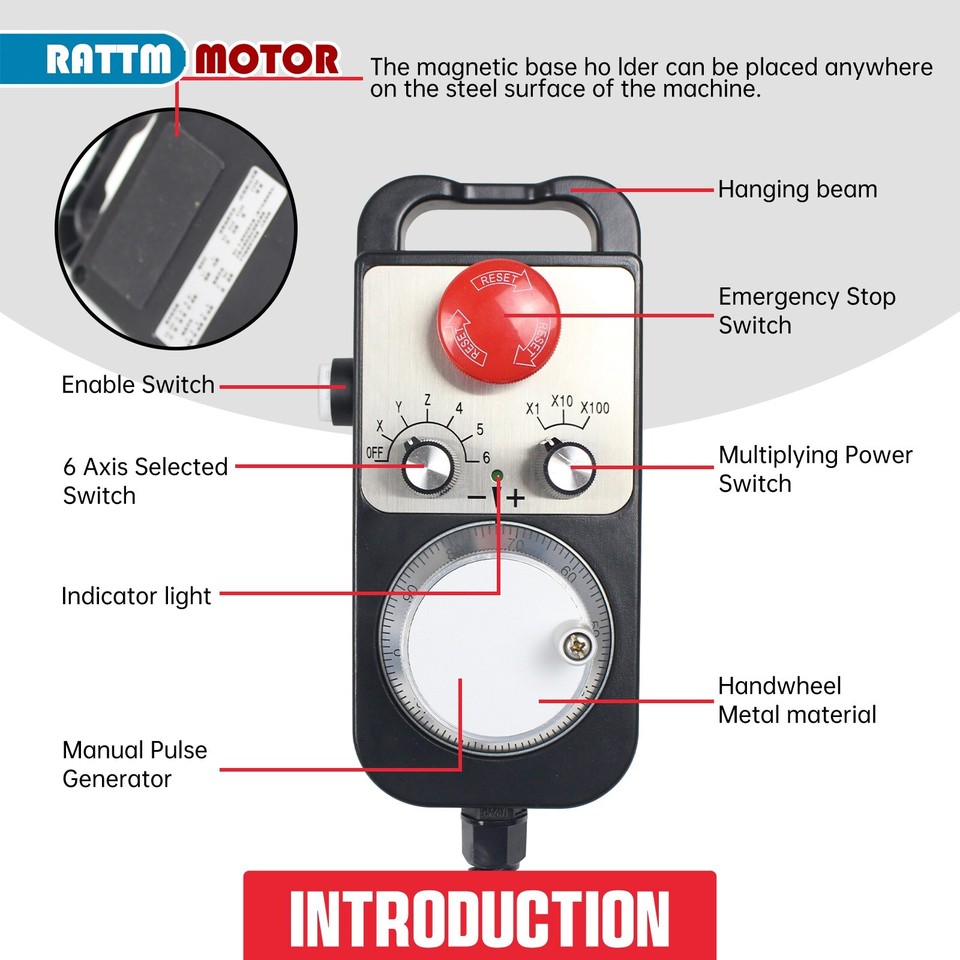 【USA】6 Axis / 4 Axis CNC Handwheel MPG Pendant w/ E-Stop For CNC Router ...