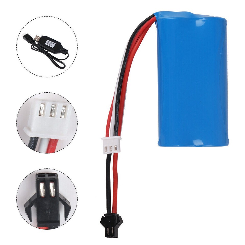 2Pcs 2S Li-ion Battery 1500mAh 7.4V Battery with SM 2P Connector USB ...