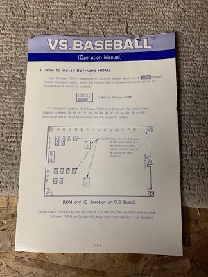 original Vs Baseball System Nintendo Arcade Game manual | eBay