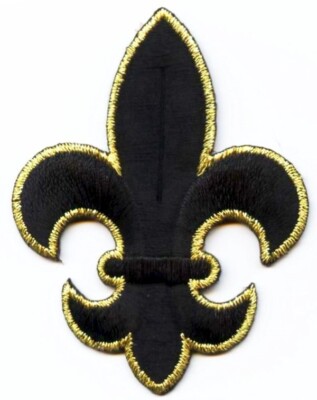 FLEUR DE LIS black/gold IRON ON PATCH APPLIQUE 1 7/8" x 2-3/8" inch | eBay