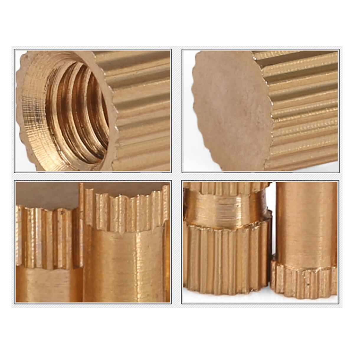 Solid Brass Injection Molding Knurled Thread Inserts Nuts Blind Hole M3 ...