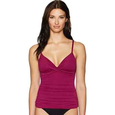Lauren Ralph Lauren L16410 Plum Solid Twist-Front Underwire Tankini Top Size 4 | eBay