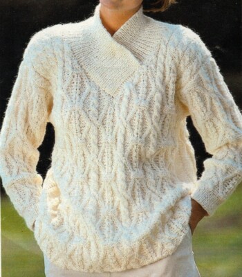 Ladies sweater knitting pattern cable pattern, jumper, pullover ...