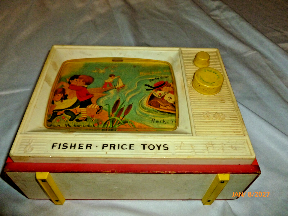 VTG FISHER PRICE Two Tune Giant Screen Music Box TV 1966 Vintage Works ...