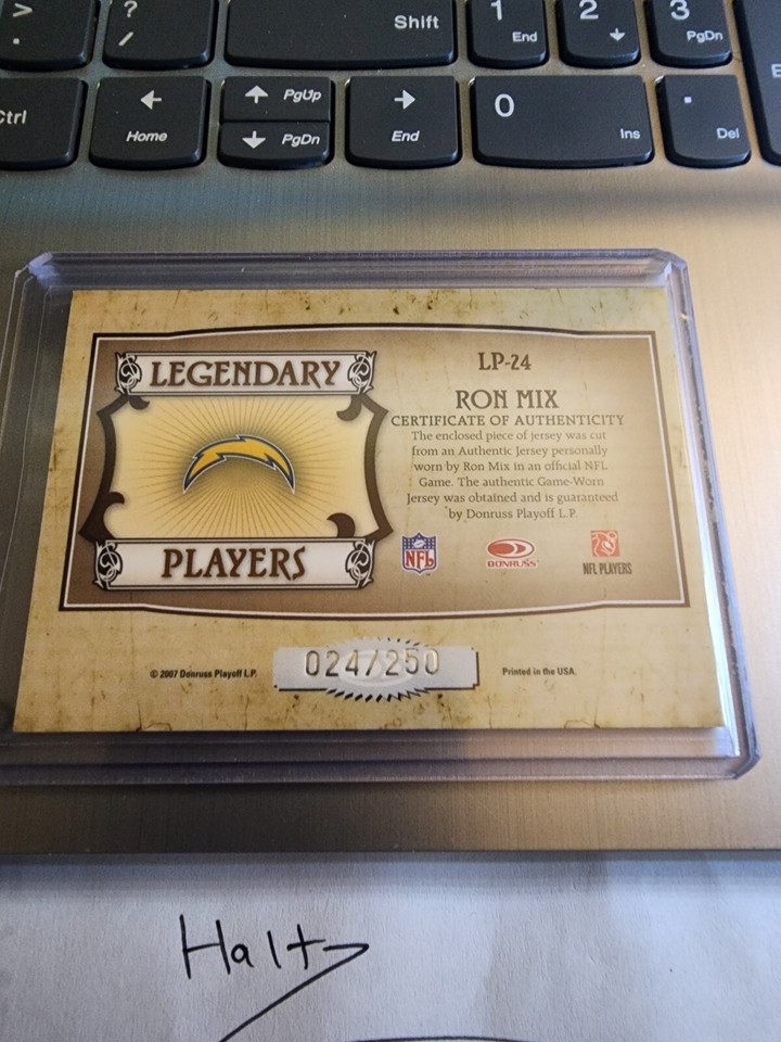 2007 Donruss Classics Legendary Players Jerseys 24/250 - Ron Mix - #LP ...