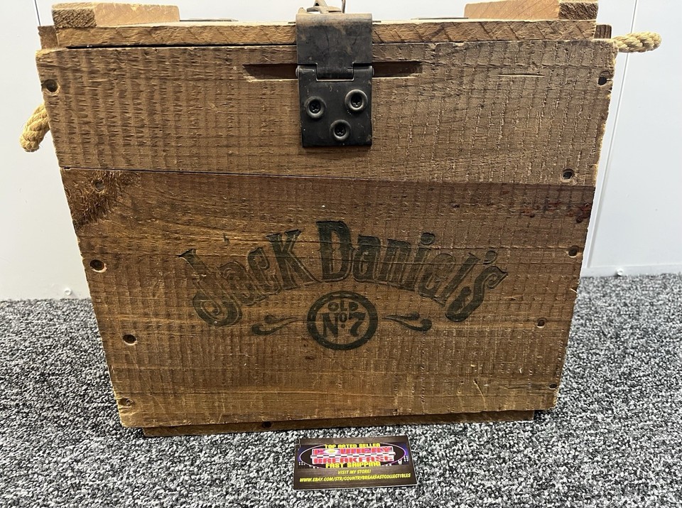 Vintage Jack Daniels No.7 Whiskey Wood Crate Box Metal Latch Rope ...