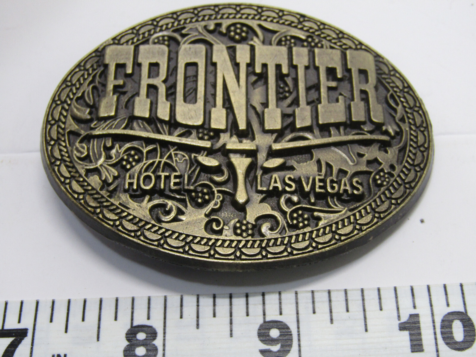 OLD FRONTIER HOTEL LAS VEGAS BELT BUCKLE CLOTHING ADV… - Gem