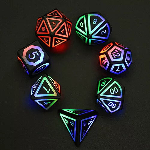 7Pcs LED DND Dice Set, Light Up Dice with USB Charging Box Role Playing ...