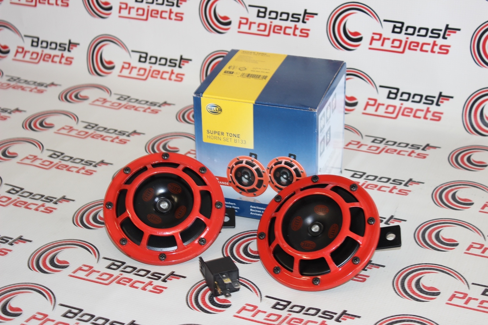 Hella Red Twin Supertone Horn Kit High / Low Tone Boxed 12V 118dB ...