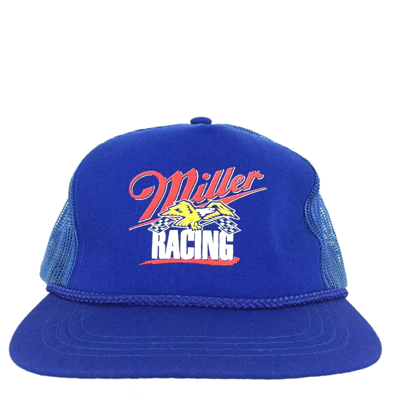 Vtg Miller Racing Cap Eagle Flag Logo Nascar Rope Sna… - Gem