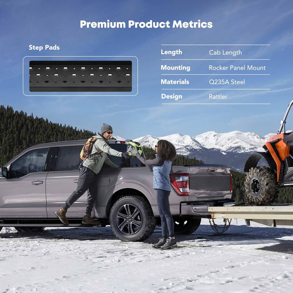 6.5 Inch Textured Black Steel Side Step Bars for Ram ProMaster 1500 ...