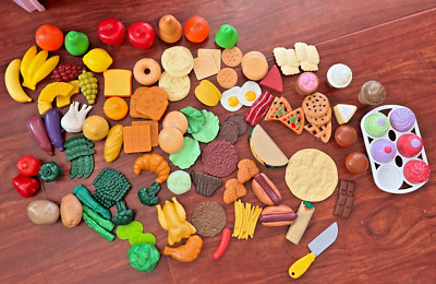 Pretend Plastic Play Foods, Burgers Vegetables Fruits Desserts and more ...