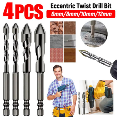 4pcs High-Strength Eccentric Twist Drill Bit, Oblique Head Eccentric ...