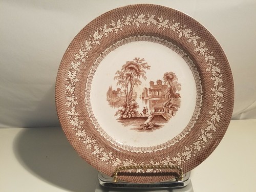 **Antique Palmyra Brown Transferware Plate Brownfield & Sons Burslem ...