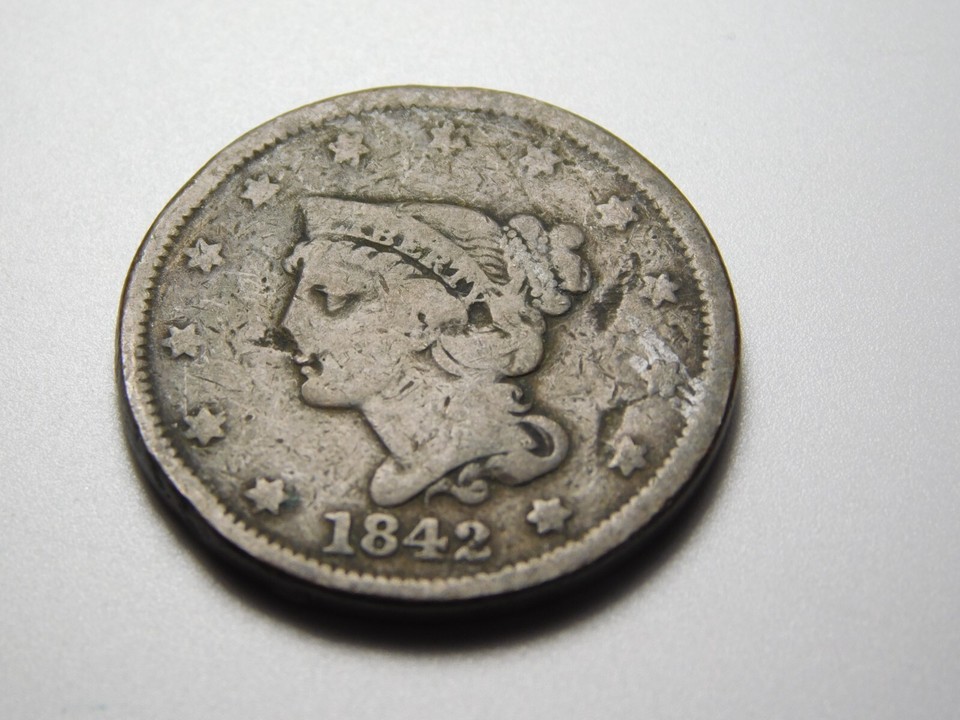 OLD US COIN 1842 BRAIDED HAIR LARGE CENT | eBay