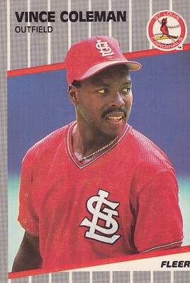1989 Fleer #445 Vince Coleman St Louis Cardinals + (Yes 3 Free Mystery ...