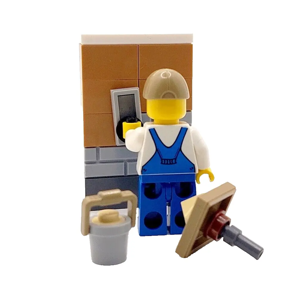 LEGO® Plasterer Gift Minifigure With Trowel Hawk Wall & Bucket Builder ...