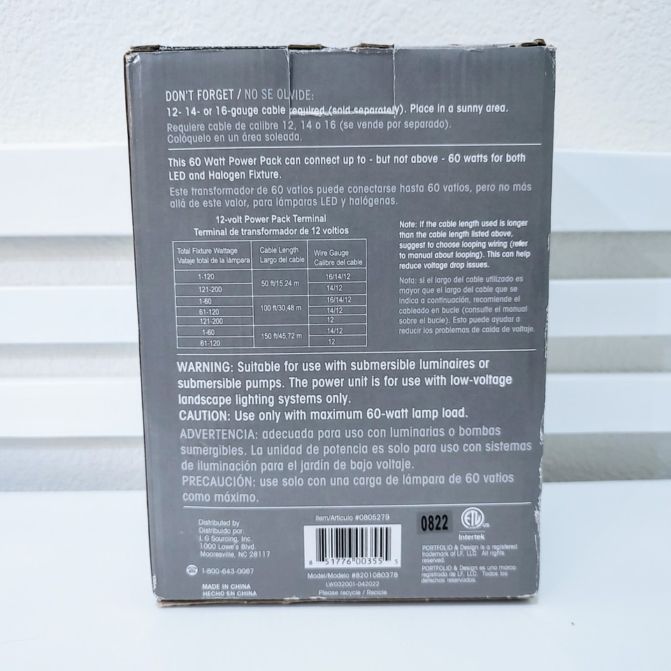 Portfolio Landscape Black Finish Low Voltage 60 Watt Power Pack ...