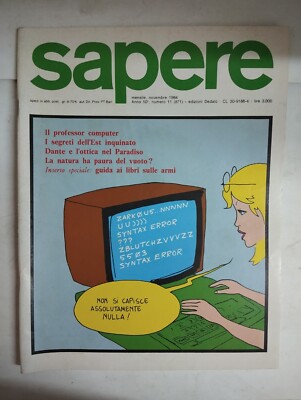 1984 11 SAPERE NOVEMBRE 1984 N.11 (871) ANNO 50° IL PROFESSOR COMPUTER ...