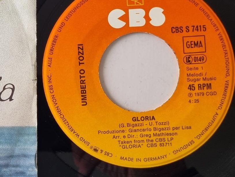 Umberto Tozzi - Gloria 7'' Vinyl Germany | eBay