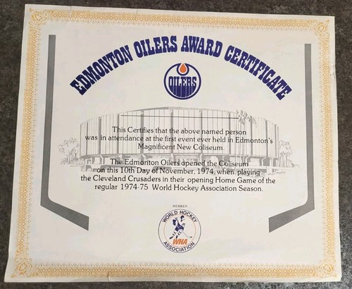 Scarce Edmonton Oilers Nov 10th 1974 Northlands Coliseum First Game ...