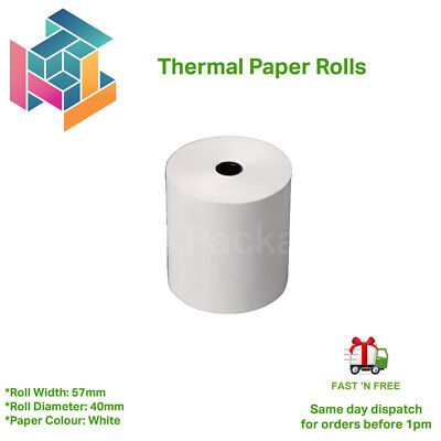 100 Rolls Thermal Paper Credit Card Machine Till Rolls 57x40mm Worldpay ...