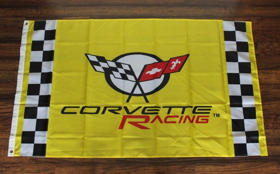 Corvette Racing Banner Flag 3x5 Speed Shop Garage Mechanic Man Cave USA ...