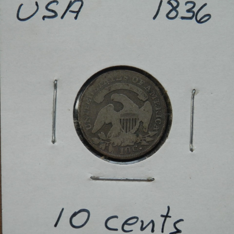 UNITED STATES, 1/2 DIME 1857-O AND 10 CENTS 1836, 2 DIFF SILVER COINS ...