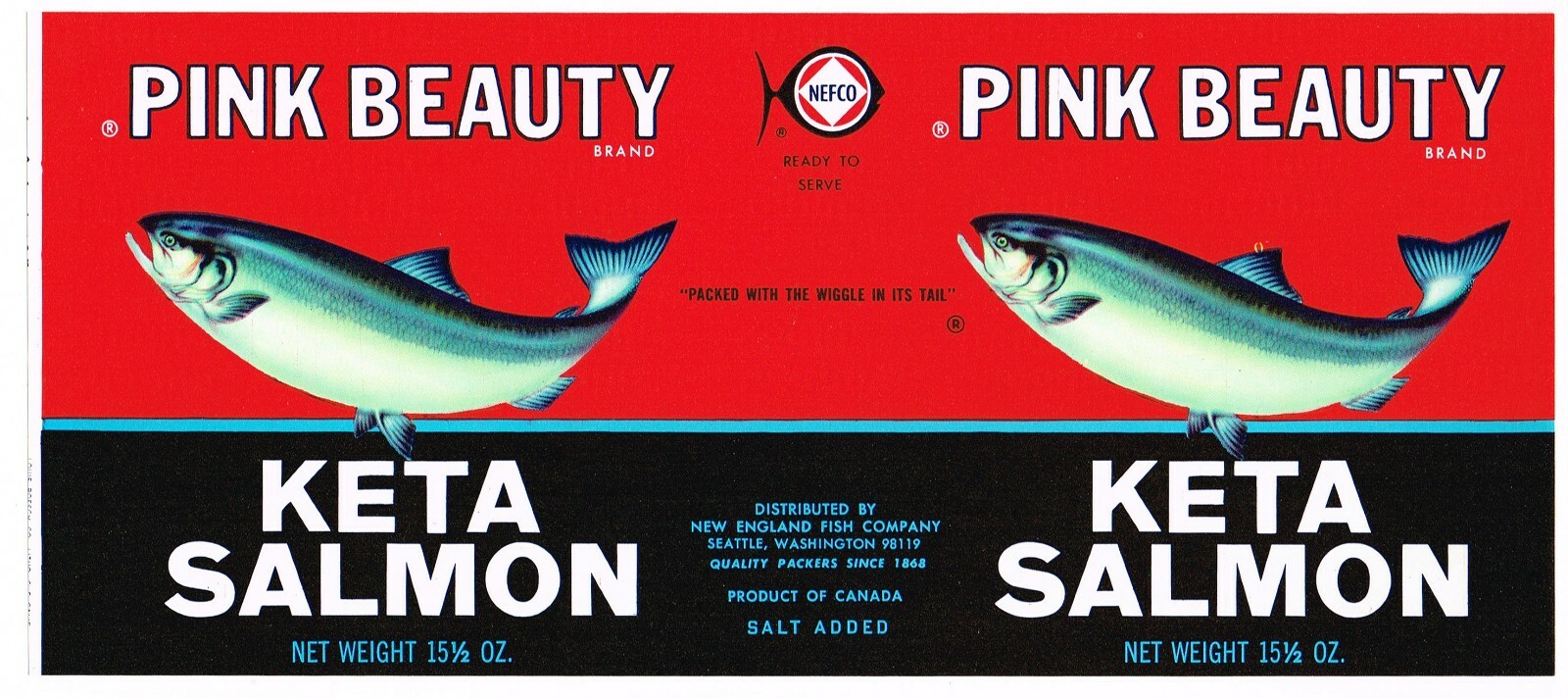 ORIGINAL TIN CAN LABEL VINTAGE SALMON PINK BEAUTY 1960S SEATTLE KETA ...