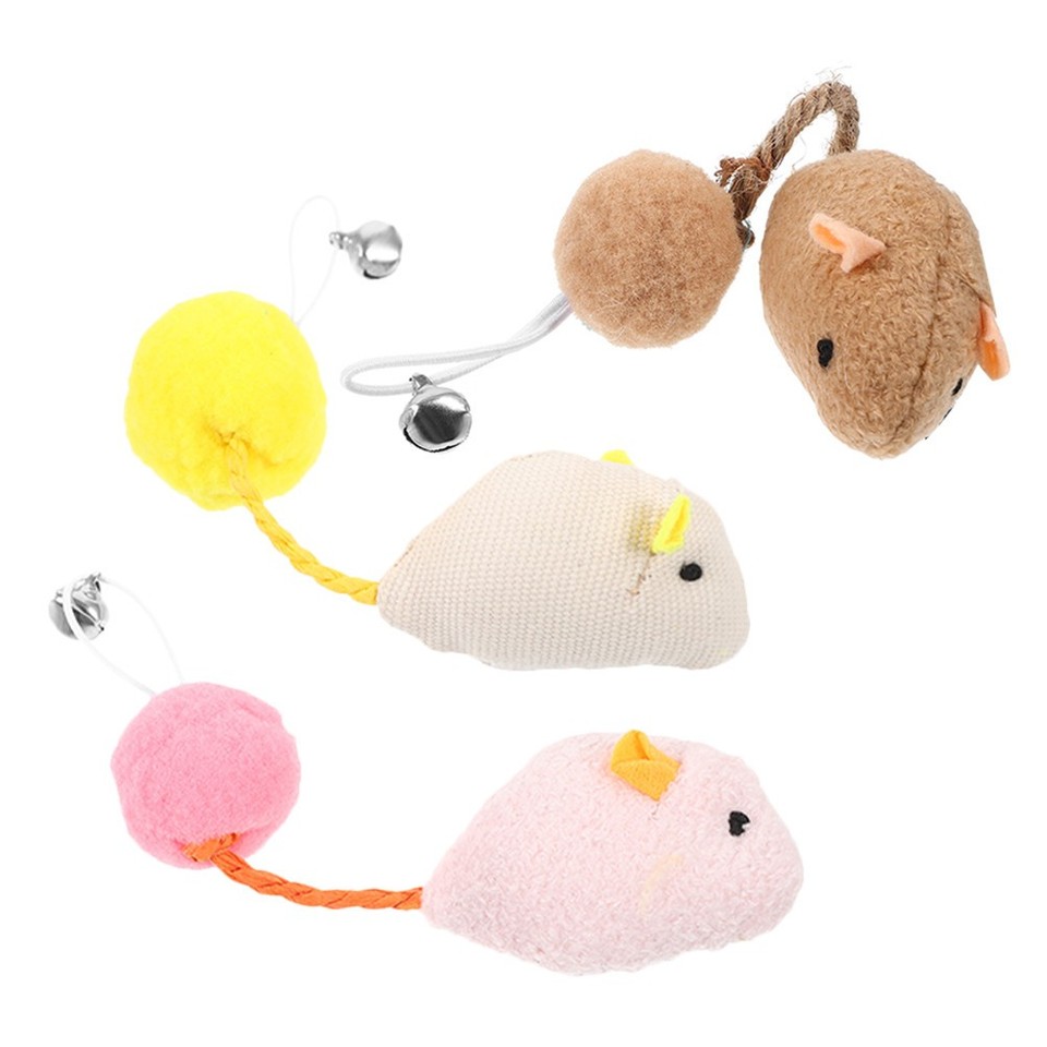 3 Pcs Cat Mice Toy Bundle Realistic Rat Plush Set Indoor Play Ball ...