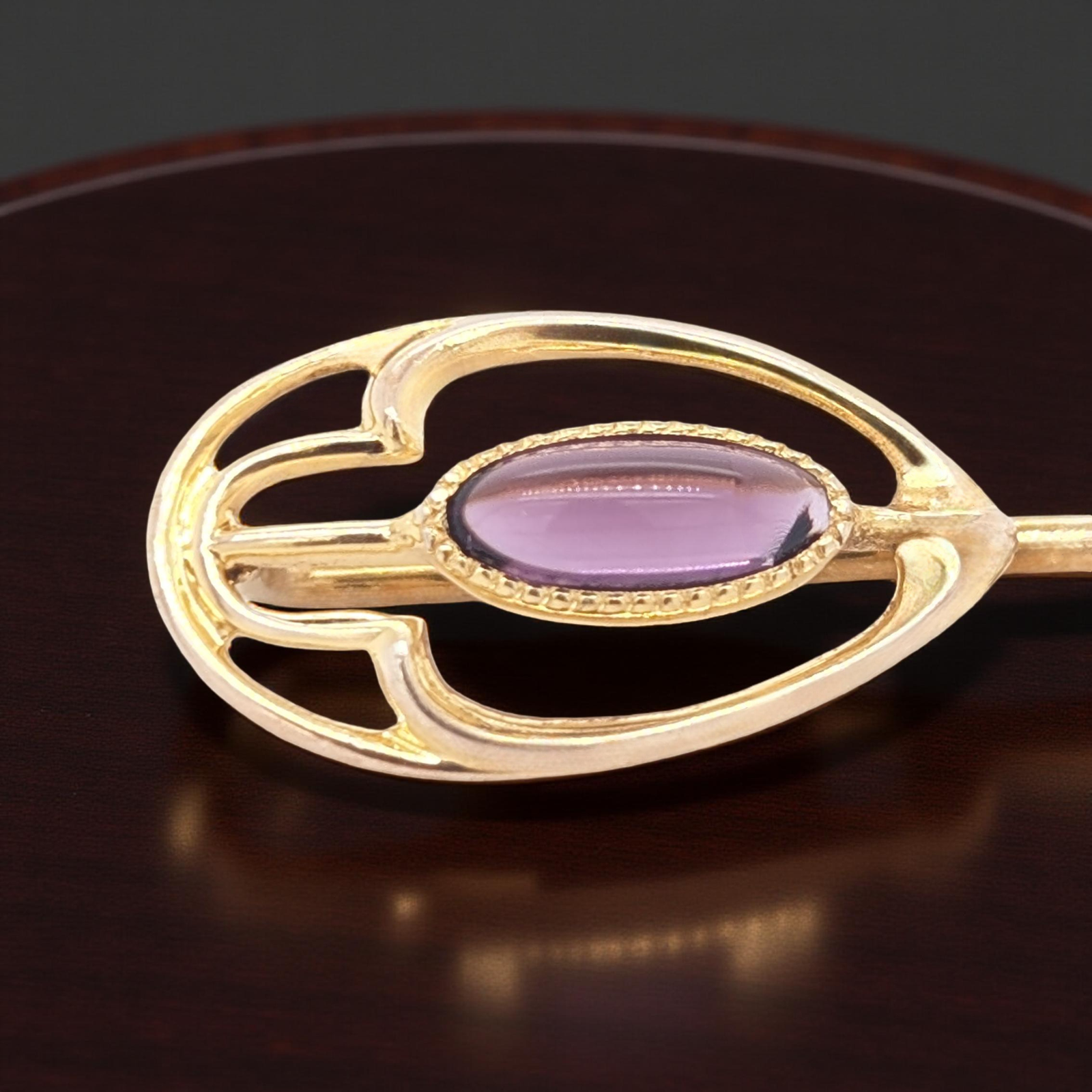 ESTATE EDWARDIAN SOLID 10K YELLOW GOLD AMETHYST STICK PIN #7819 | eBay