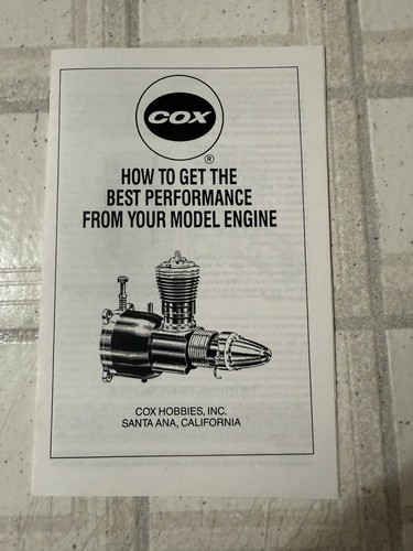 ORIGINAL 1970’s COX THIMBLE DROME GAS POWERED ENGINE PERFORMANCE OWNERS MANUAL for sale online ...