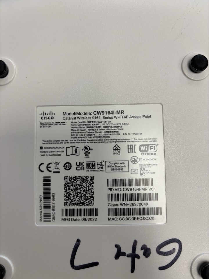 Cisco Meraki CW9164I-MR cloud-managed 802.11ax compatible AP CW9164I-B ...