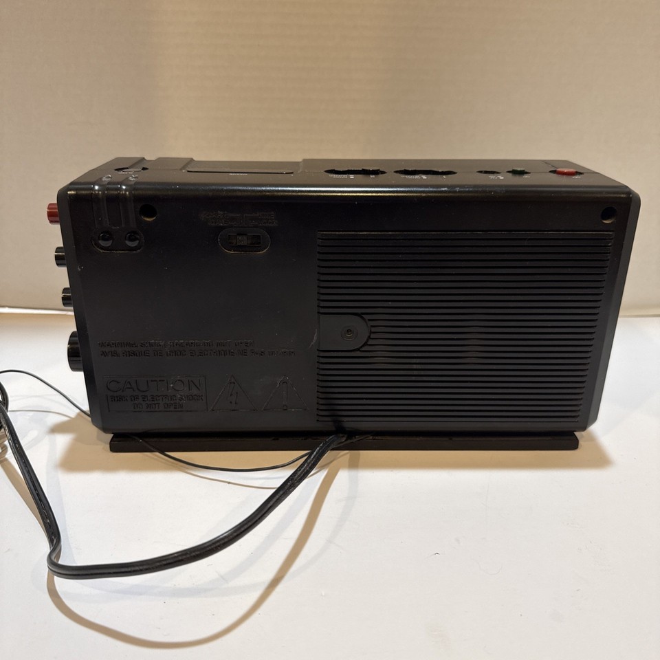 PROTON 320 AM/FM Dual Alarm Clock Radio Vintage Black Retro Bass Treble ...