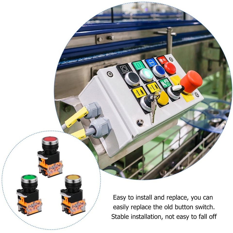 3 Pcs Self-reset Switch Button Momentary Panel Cutout Accessories ...