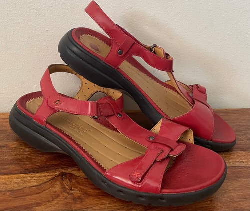 Womens Clarks Unstructured Red Leather Sandals Size 6D. | eBay