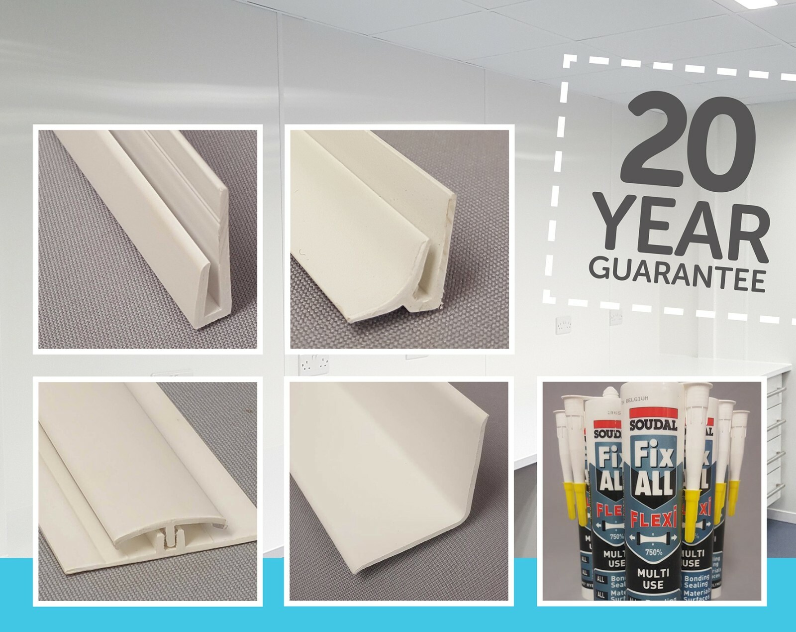 ROCKWALL 8 foot White Hygienic wall cladding trims | eBay UK