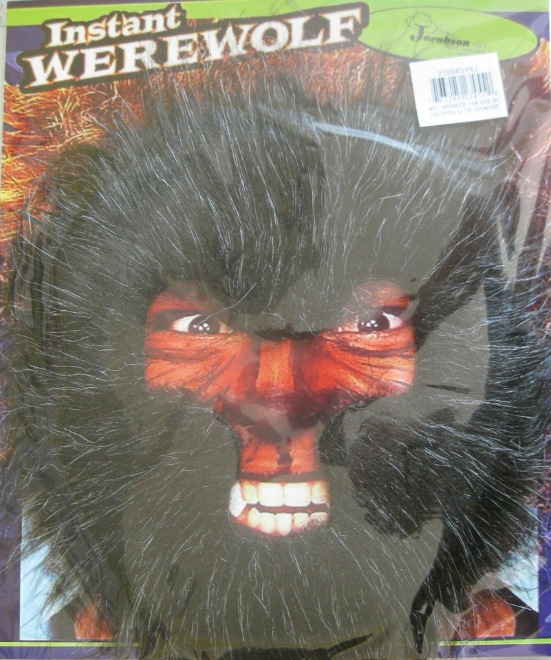 Werewolf Face Scary Hairy Gray Wolf Beast Monster Adult Halloween ...